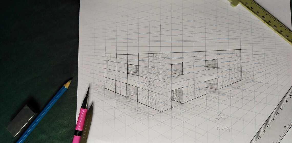 2 Point Perspective Grid Printable Printable Grid Drawing | Etsy UK