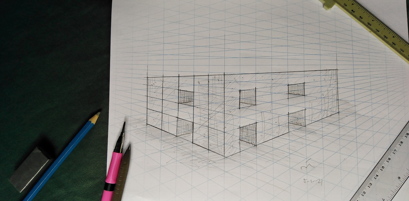 2 Point Perspective Grid Printable, Printable Grid, Drawing Grid ...