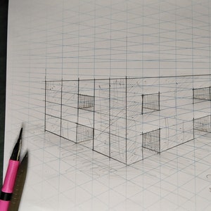 2 Point Perspective Grid Printable, Printable Grid, Drawing Grid ...