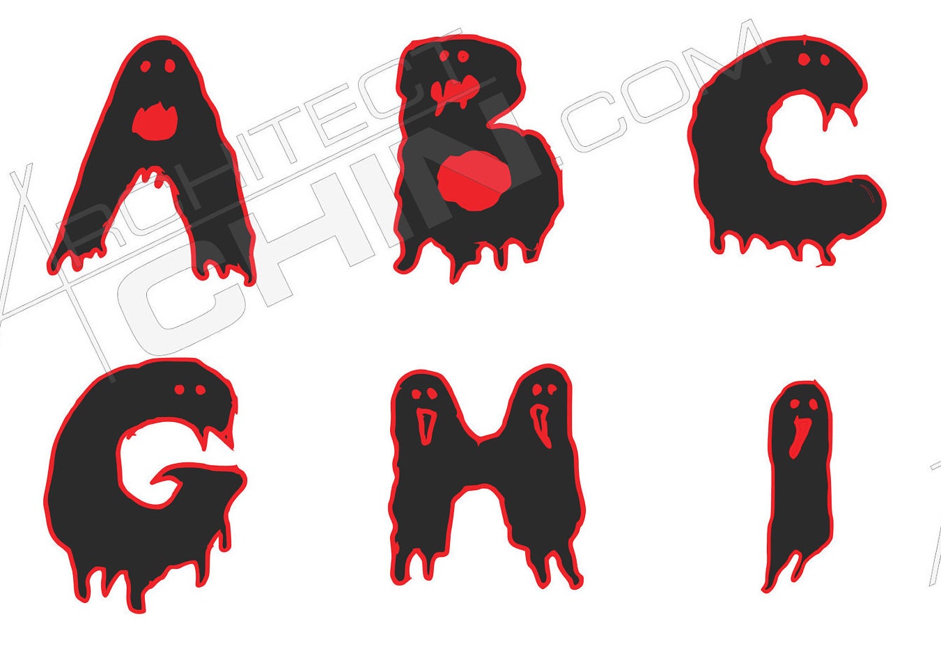 Halloween Black & Red Letters Alphabet | Hand Drawn Alphabet | Alpha ...