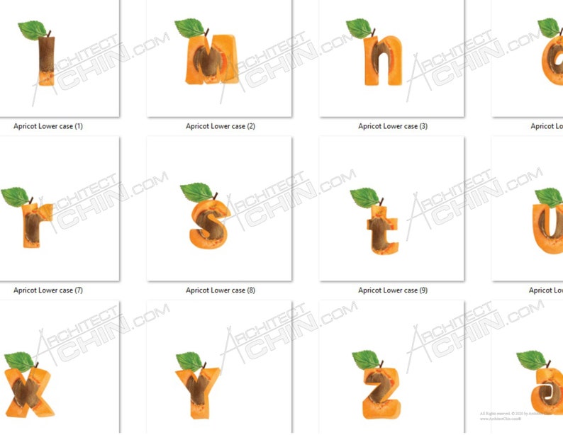 Apricot Font / Letters Alphabet | Alpha Pack Digital Download ...