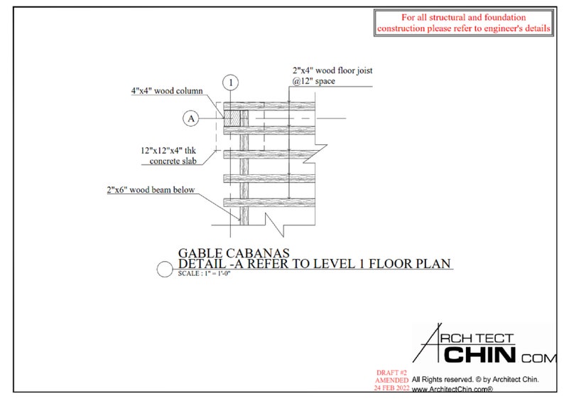 Cabana Plan, 8’W X (8’ to 16’) L X 12’H, 64 to 128 SF, Gazebo Plan ...