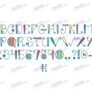 Baseball Font, Baseball Letters Alphabet, Sports Font, Sports Letters ...