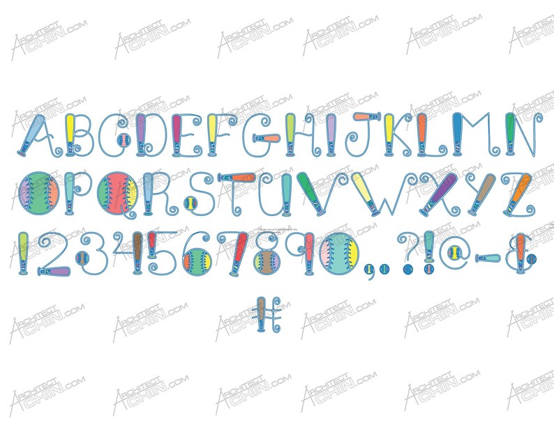 Baseball Font, Baseball Letters Alphabet, Sports Font, Sports Letters ...