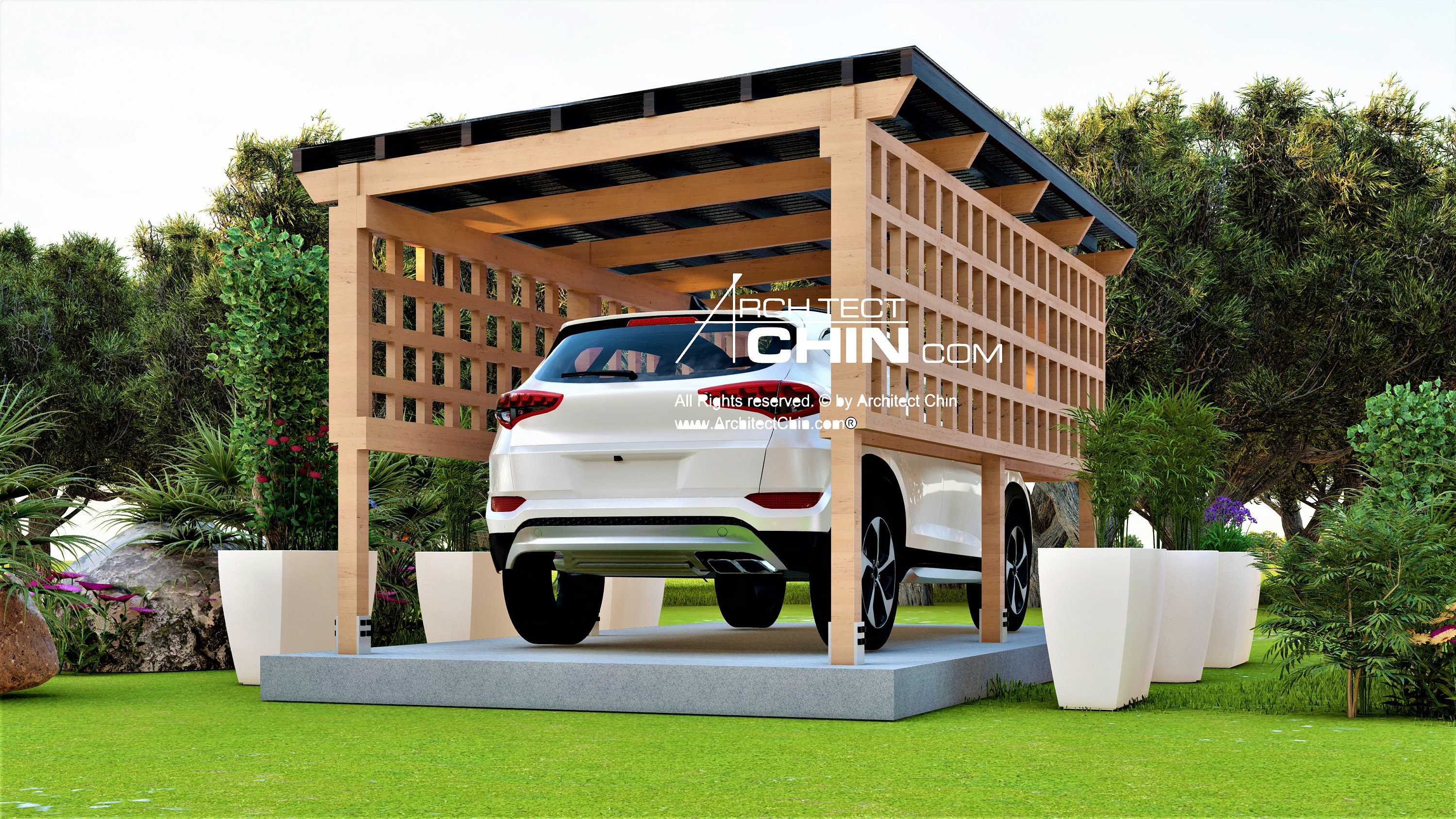 Pergola, Car Porch, 8’ W X 16’ L X 8’6”H, Cabana Plan, Gazebo Plan ...