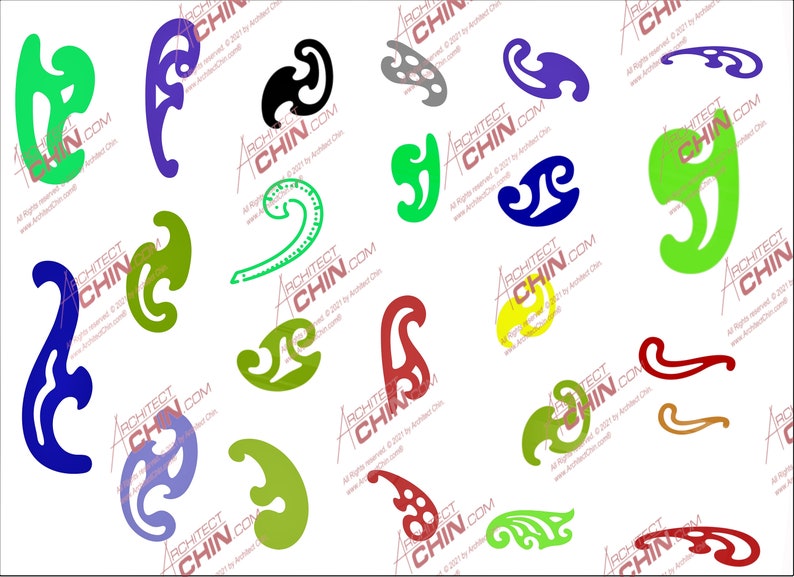 French Curves, 21 Pieces Curve Rulers, Templates, Printable, Drawing ...