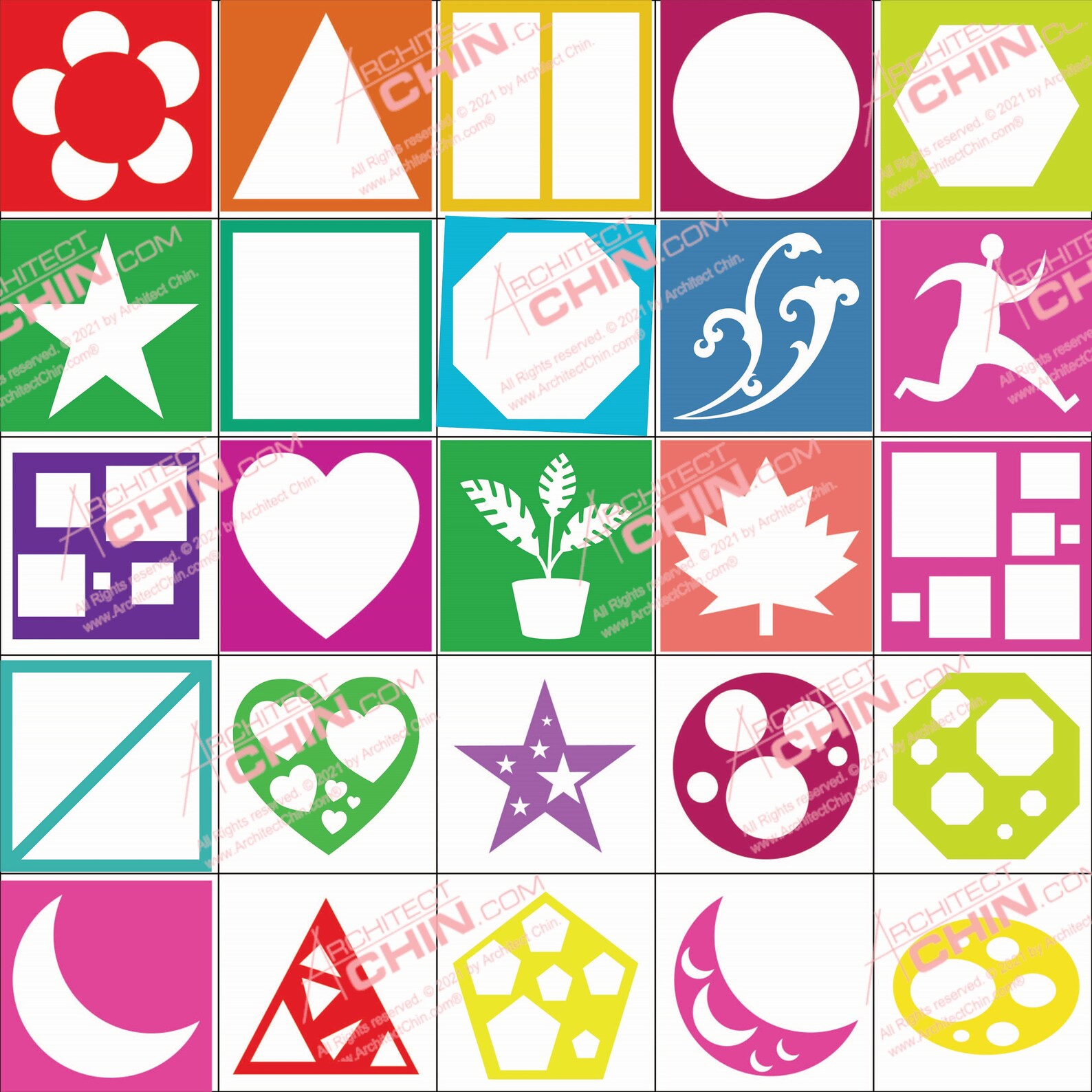 Tracing Stencils, PNG, Colorful Shapes, 25 Pieces, Shape Stencils ...