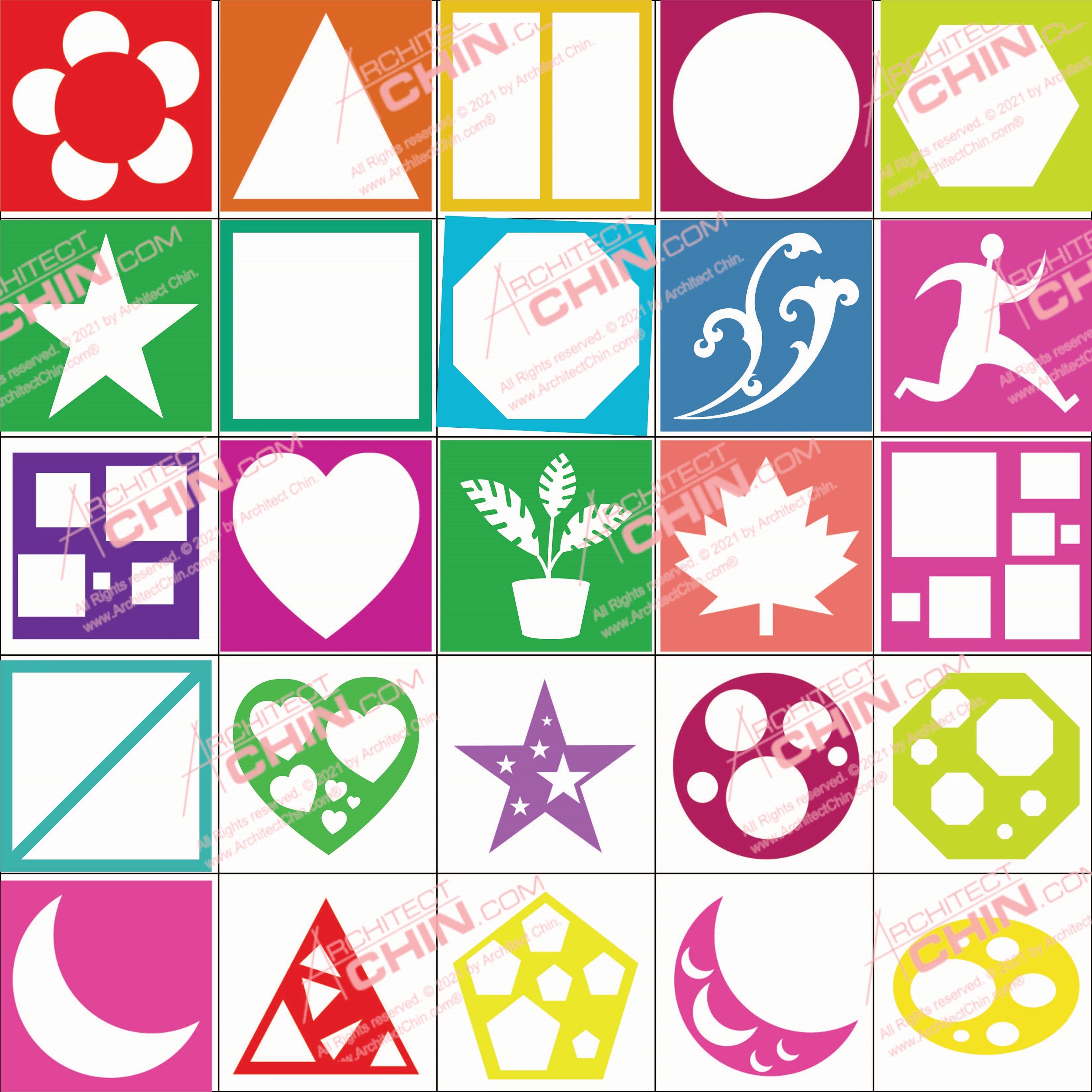 Tracing Stencils, PNG, Colorful Shapes, 25 Pieces, Shape Stencils ...
