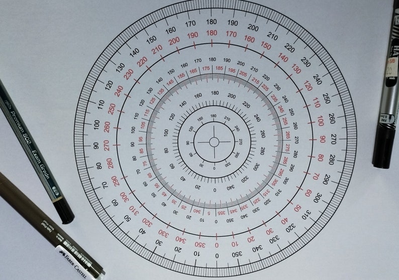 Protractors, Ruler, Geometry, Templates, Stencil, Printable, Drawing ...