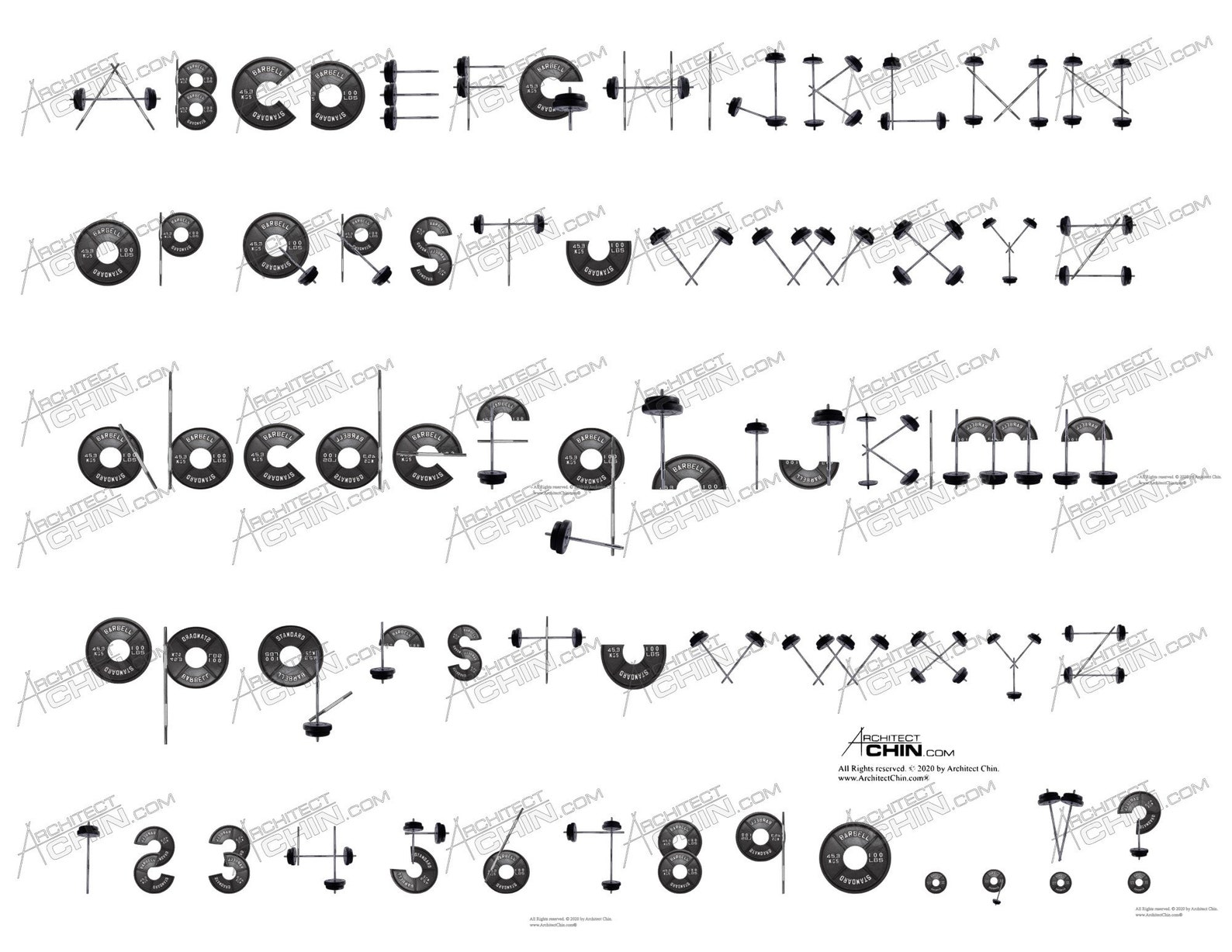 Gym Font, Gym Letters Alphabet, Workout Letters, Barbell Font, Weight ...