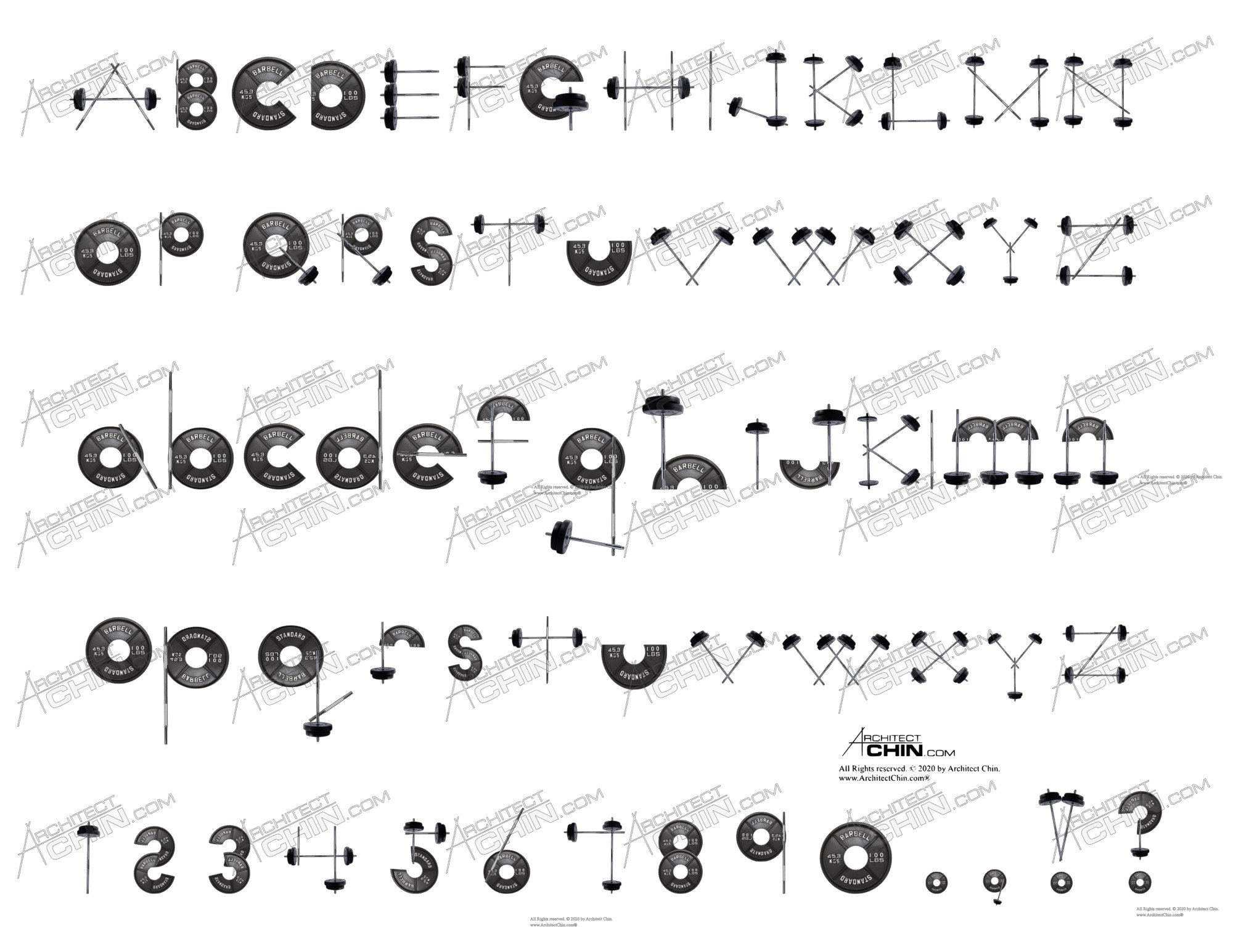 Gym Font, Gym Letters Alphabet, Workout Letters, Barbell Font, Weight ...