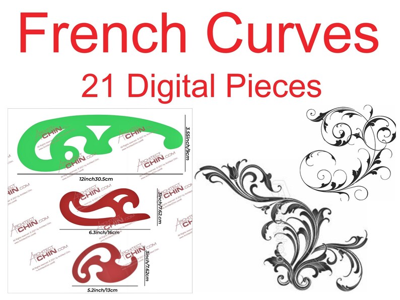 French Curves, 21 Pieces Curve Rulers, Templates, Printable, Drawing ...