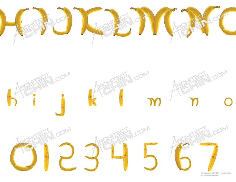 Banana Font / Letters Alphabet | Alpha Pack Digital Download ...