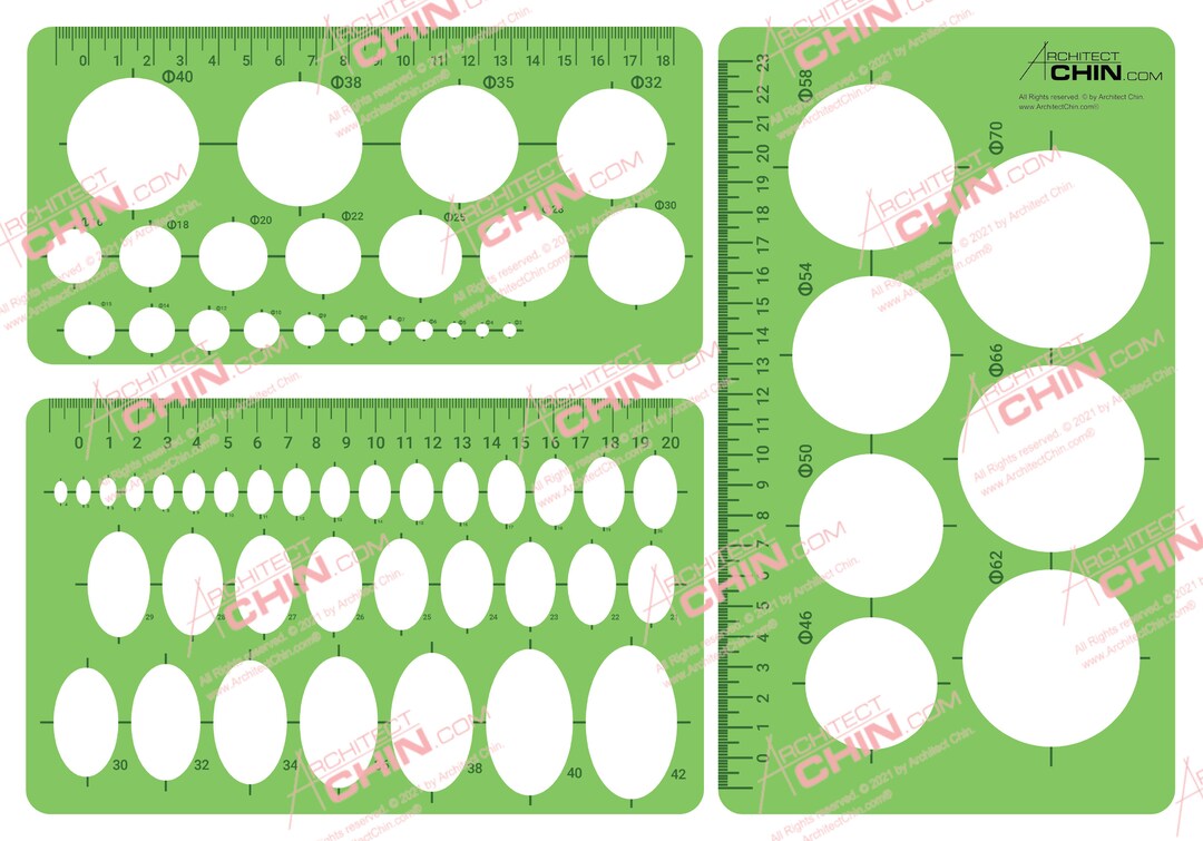 Circle and Oval Templates, 3 PNG, Ellipse Templates, Measuring ...