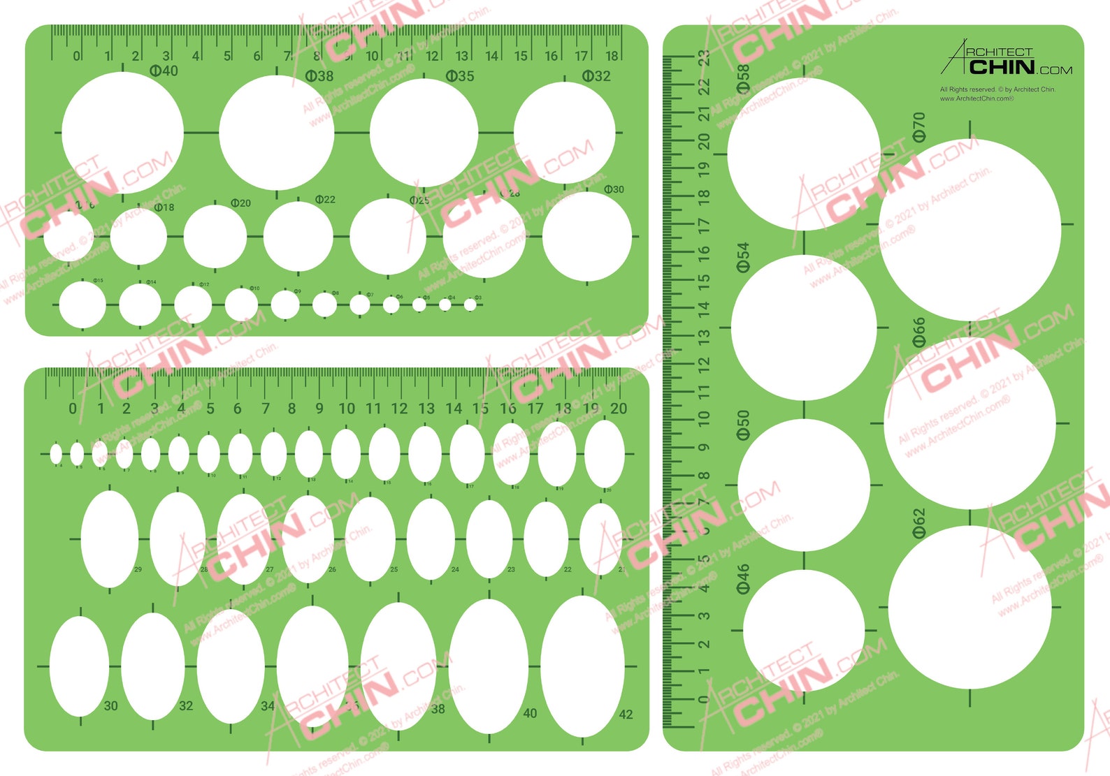 Circle and Oval Templates, 3 PNG, Ellipse Templates, Measuring ...