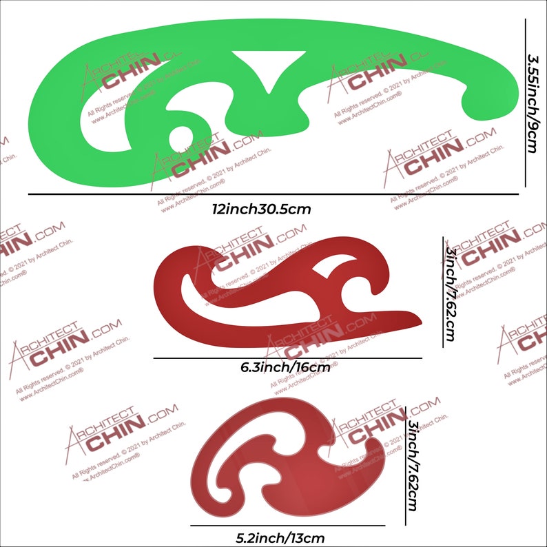 French Curves, 21 Pieces Curve Rulers, Templates, Printable, Drawing ...