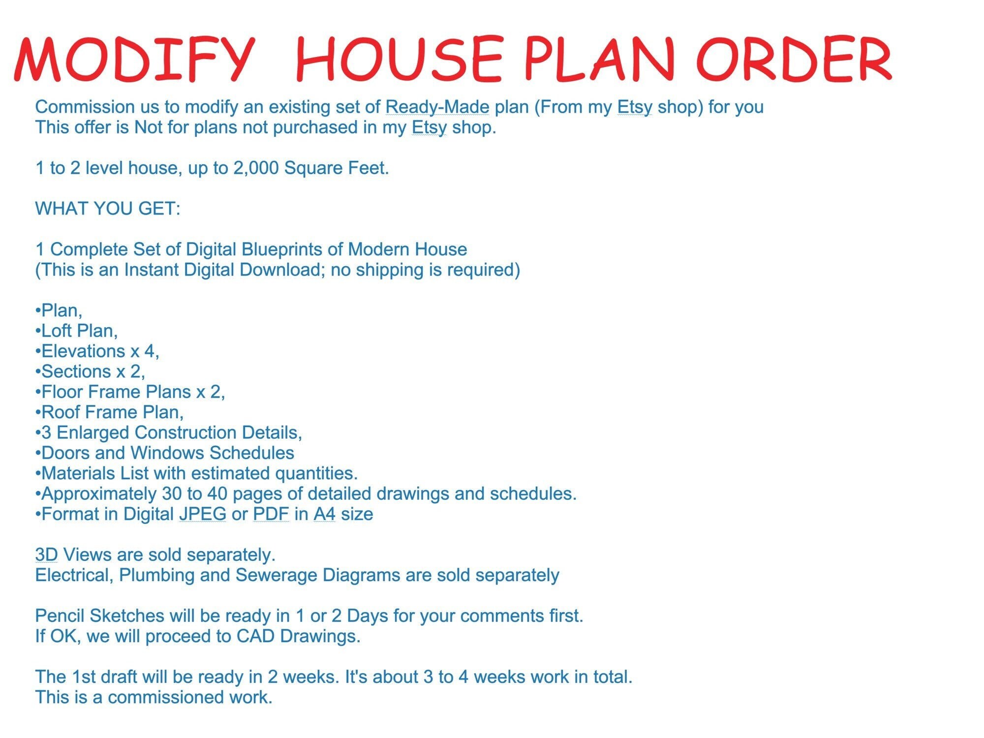 Modify House Plan, Modify House Design, Modify House Plan Order, Order ...