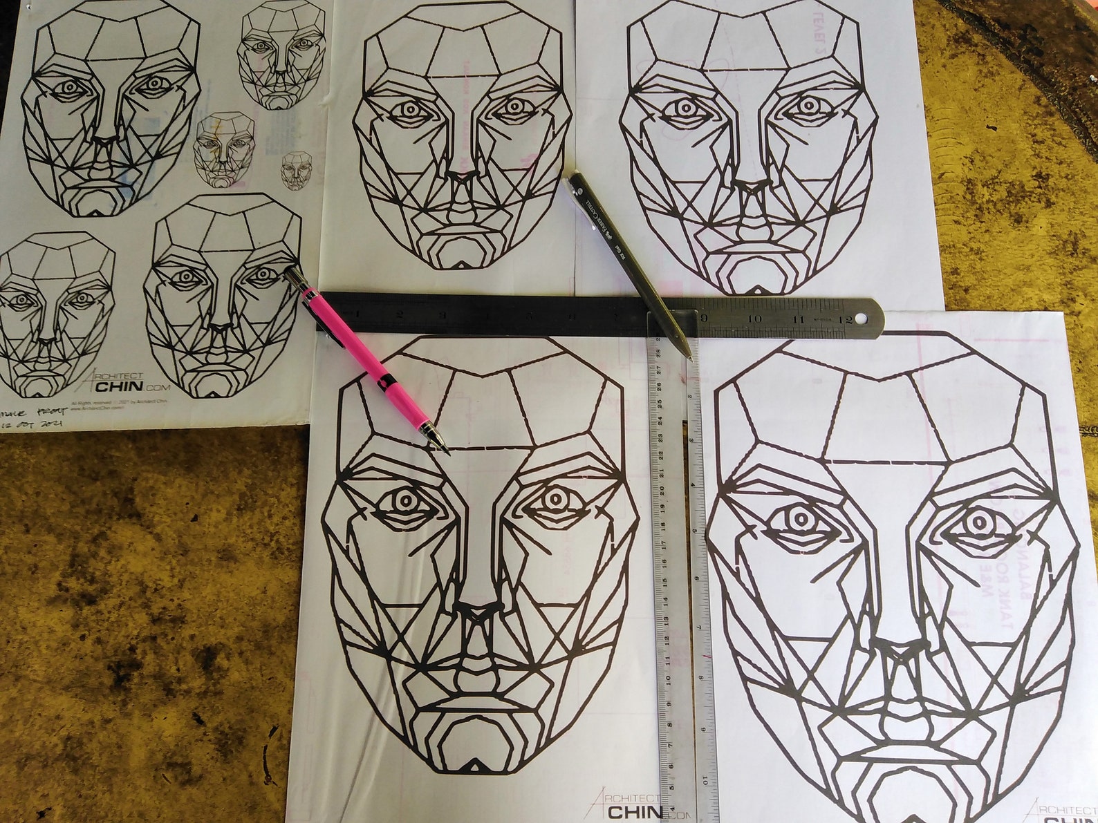 Male Face Template Male Face Ratio Male Face Grid Front - Etsy