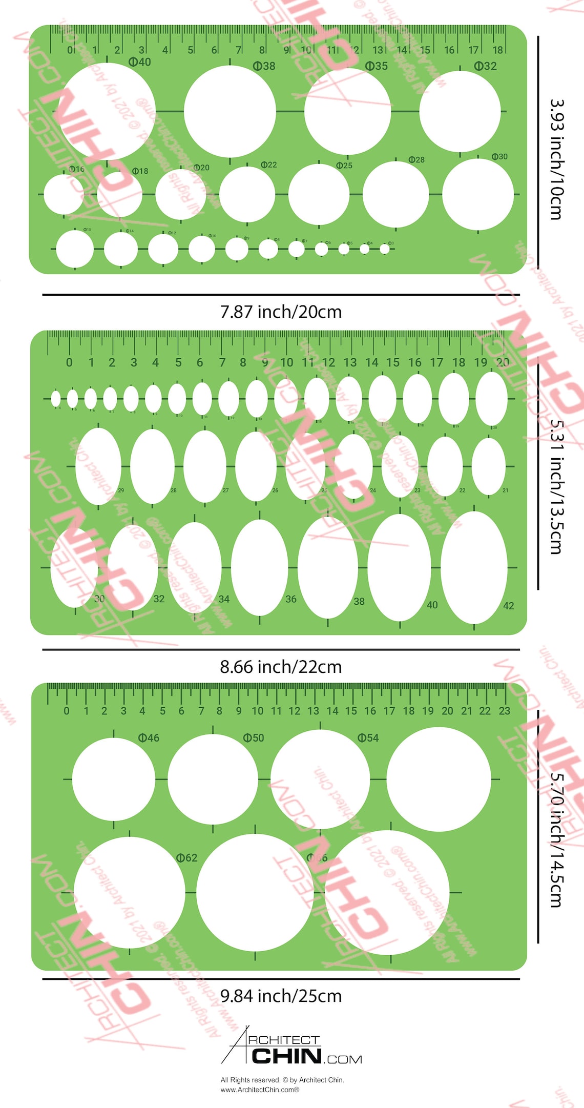 Circle and Oval Templates, 3 PNG, Ellipse Templates, Measuring ...