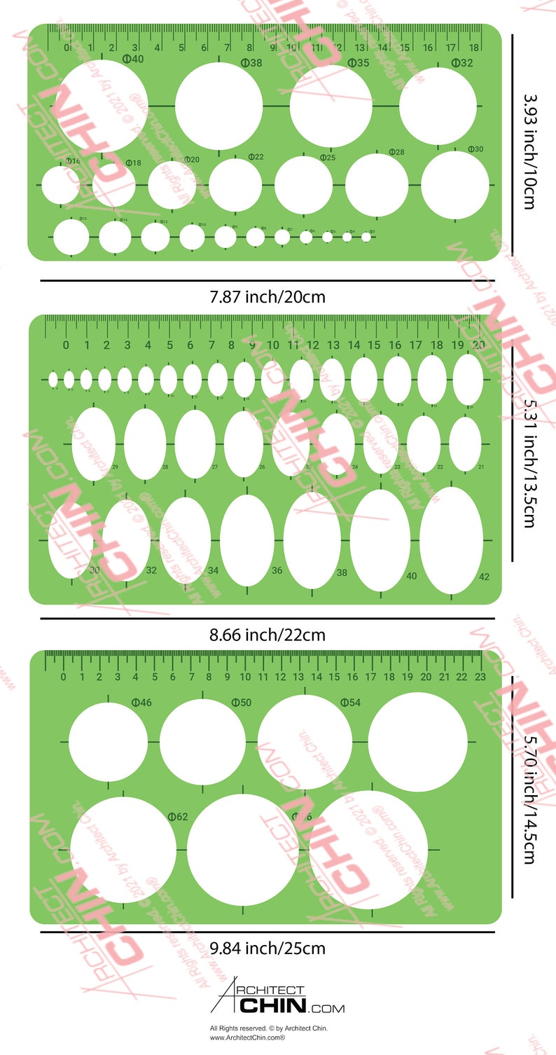 Circle and Oval Templates, 3 PNG, Ellipse Templates, Measuring ...