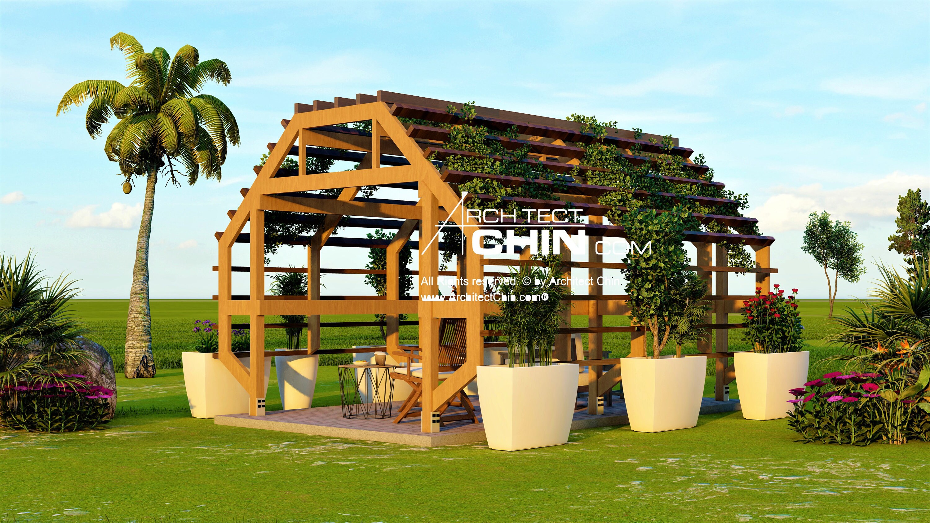 Pergola, Car Porch, 8’ W X 16’ L X 8’6”H, Cabana Plan, Gazebo Plan ...