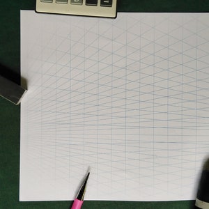 2 Point Perspective Grid Printable, Printable Grid, Drawing Grid ...