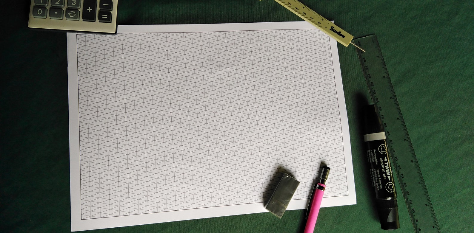 Wide Angle Isometric Grid Printable Template, Isometric Printable Grid ...