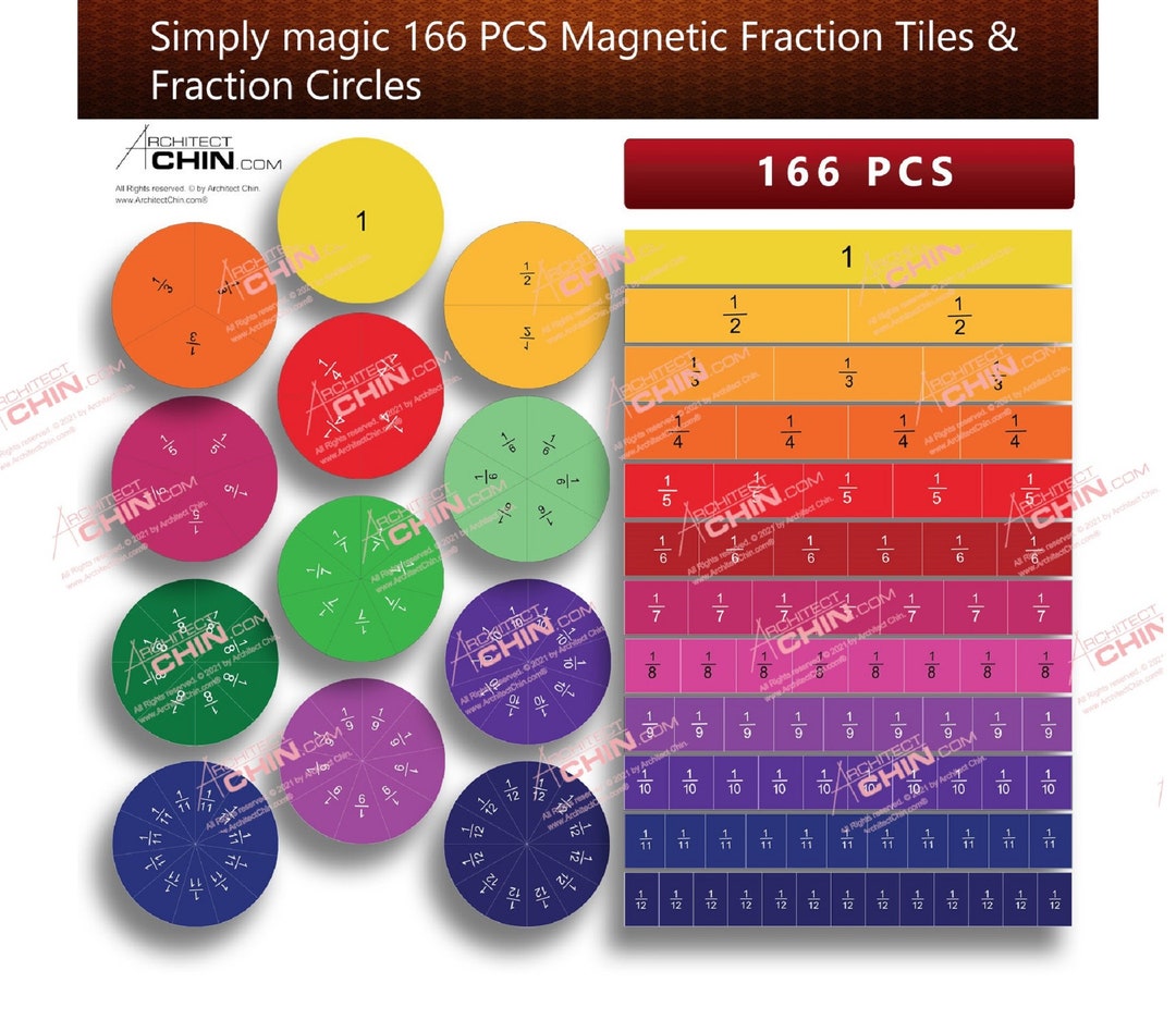 Fraction Tiles and Circles, 166 Pcs, for 3 Years and up to Learn ...