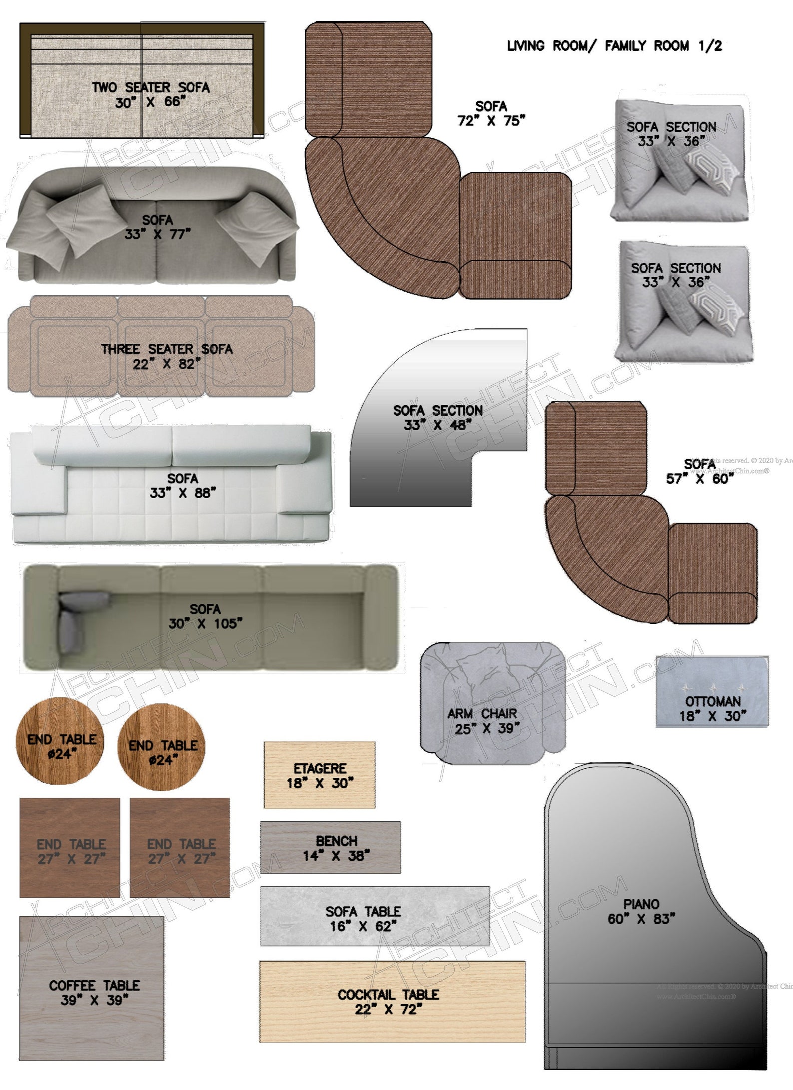 Interior Design Furniture Layout Kit / Room Furniture Layout / Modern ...