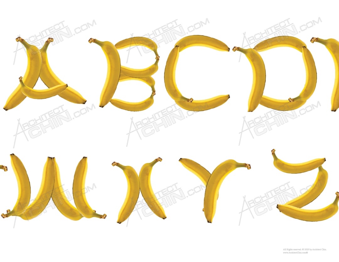 Banana Font / Letters Alphabet | Alpha Pack Digital Download ...
