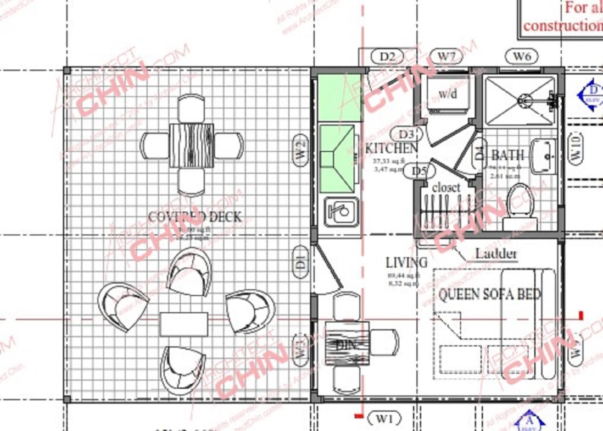 Cabin Plan, 16' X 24', 288 SF, 2 Levels, Loft Bed, Tiny House, Office ...