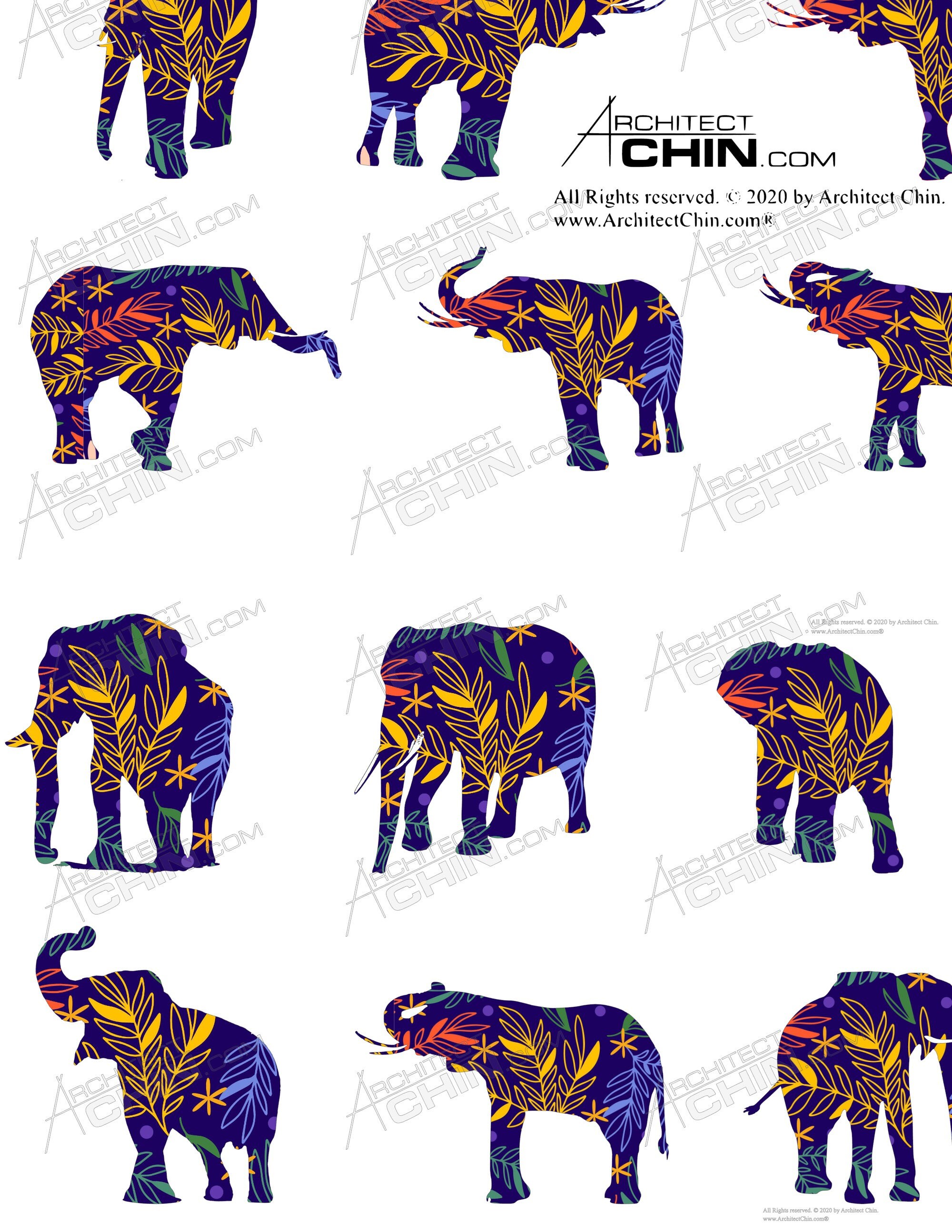 Elephant Silhouette, Printable, Digital Download, Elephant Clip Art ...