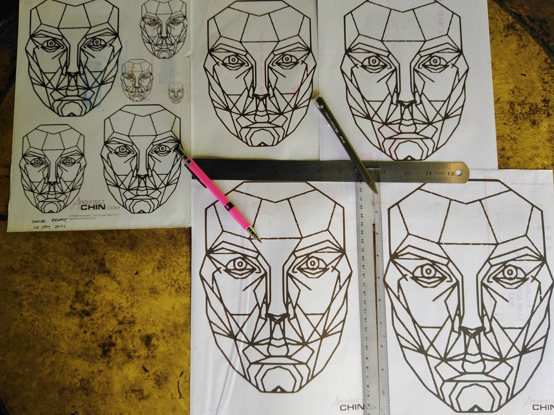 Male Face Template, Male Face Ratio, Male Face Grid, Front Face ...