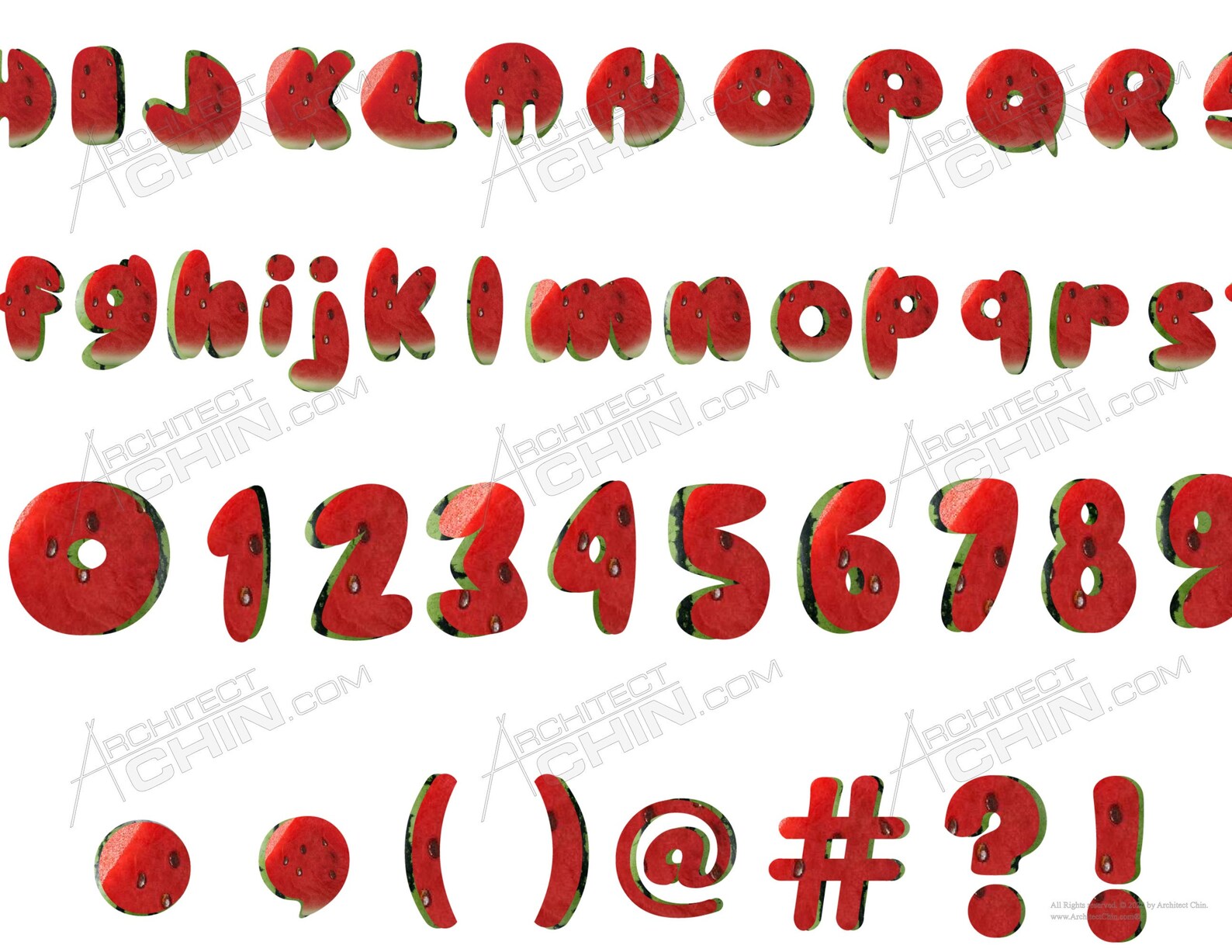 Watermelon Font / Watermelon Letters Alphabet | Digital Download ...