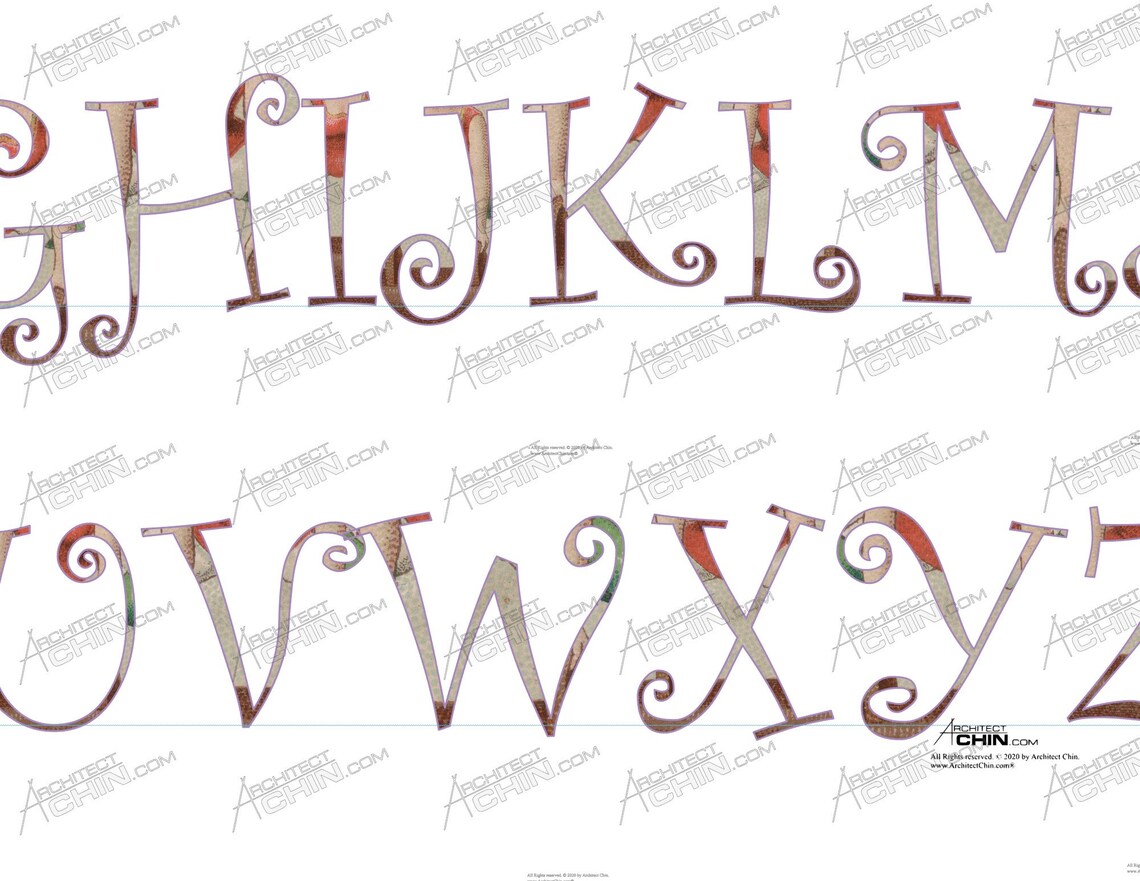 Cursive Font / Curly Letters Alphabet | Digital Download | Printable ...