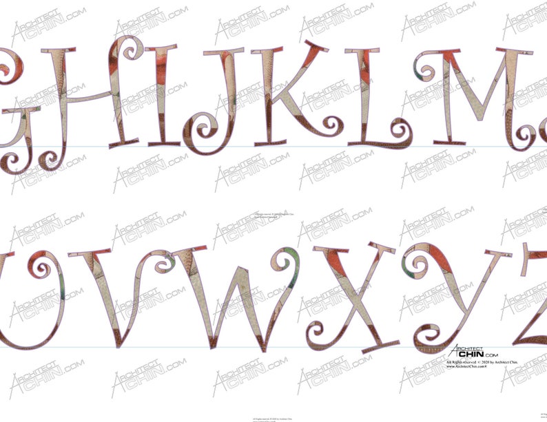 Cursive Font / Curly Letters Alphabet | Digital Download | Printable ...