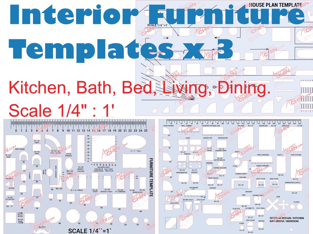 Interior Design Furniture Layout Kit, Room Furniture Layout, 3 ...