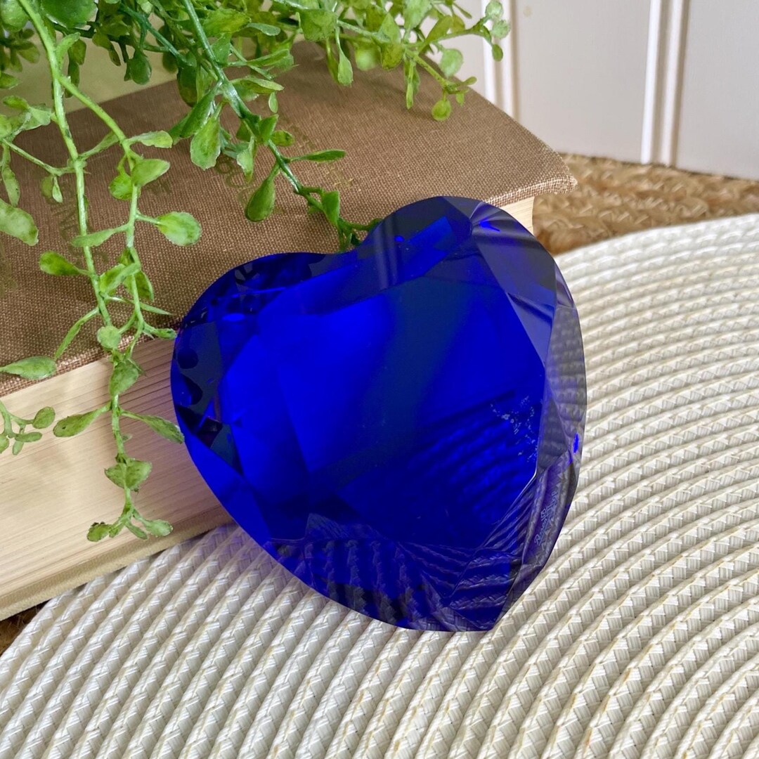 Blue Heart Glass Prism Paperweight – Sapphire Rosenthal Crystal - Etsy