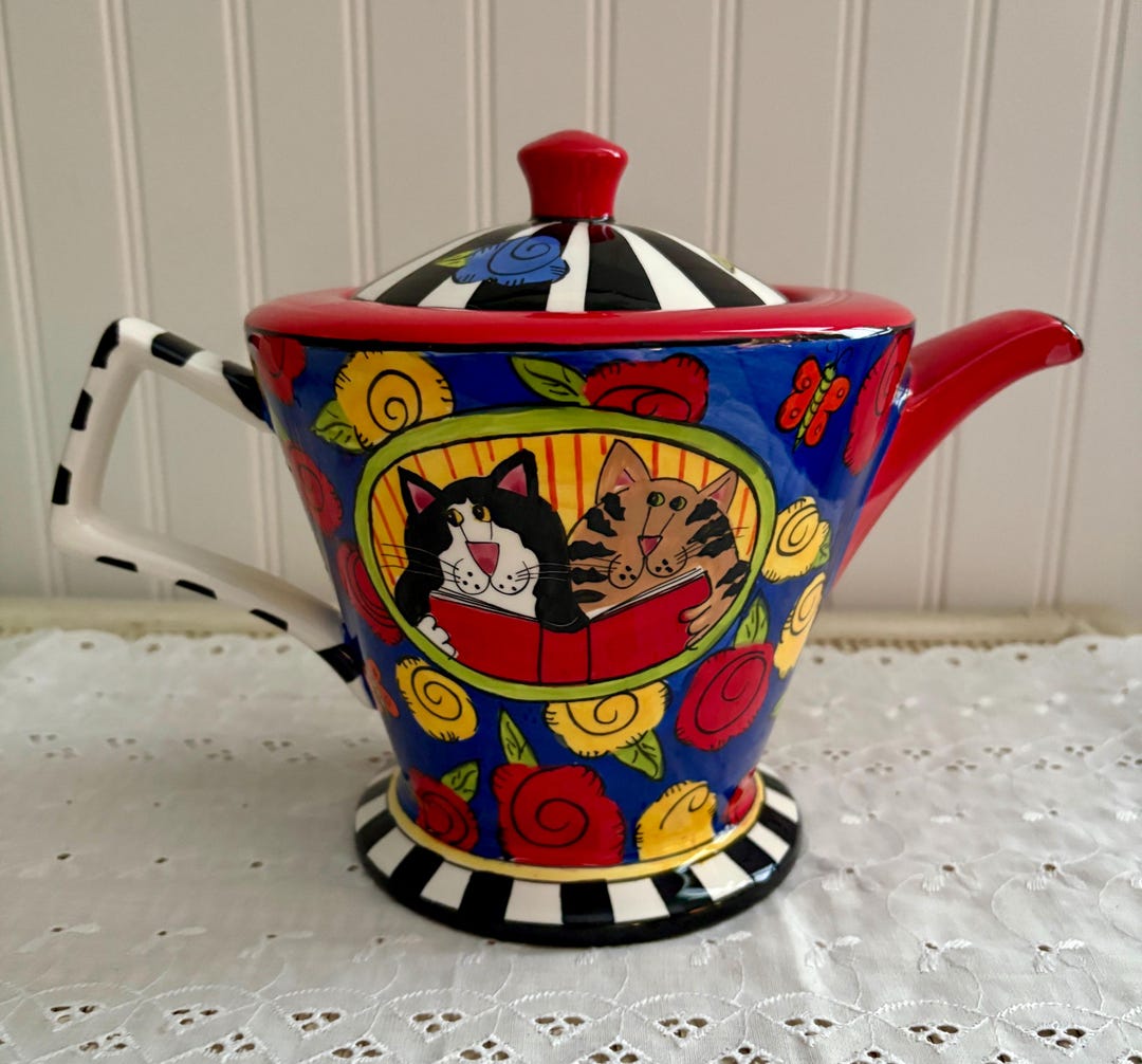 Catzilla by Candice Reiter Designs Signed, Ceramic Cat Tea Pot, Cat ...