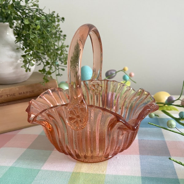 Pink Glass Basket - Etsy
