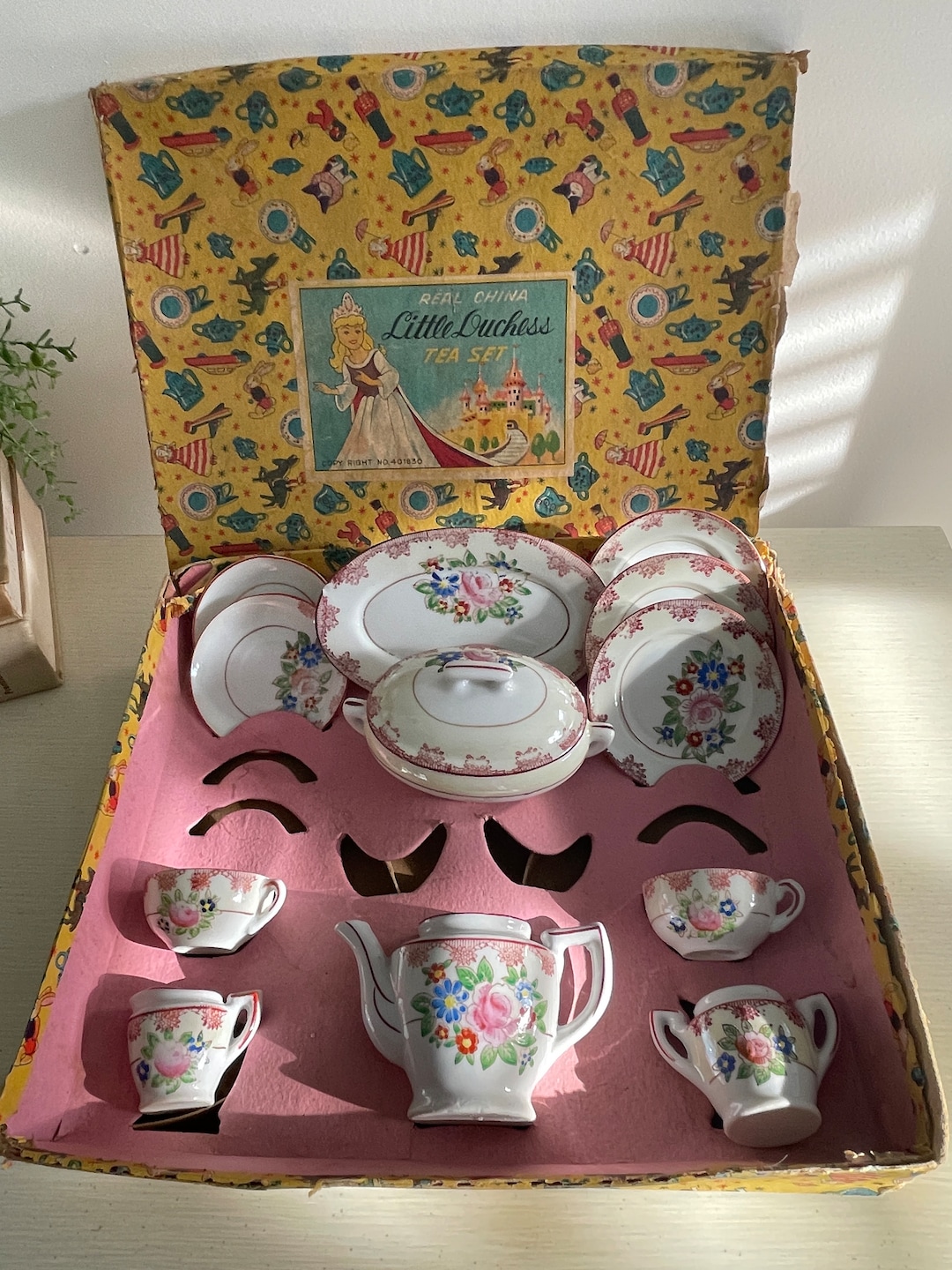 Little Duchess Doll Tea Set. Floral Chinoserie Glass Child Tea Party ...