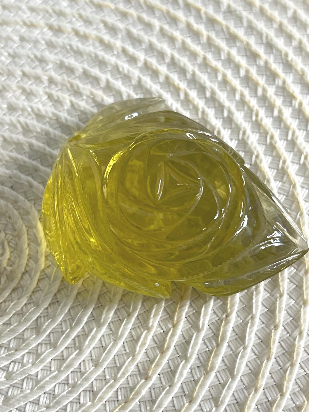 Yellow Glass Rose Paperweight – Carved Art Glass Flower - Etsy