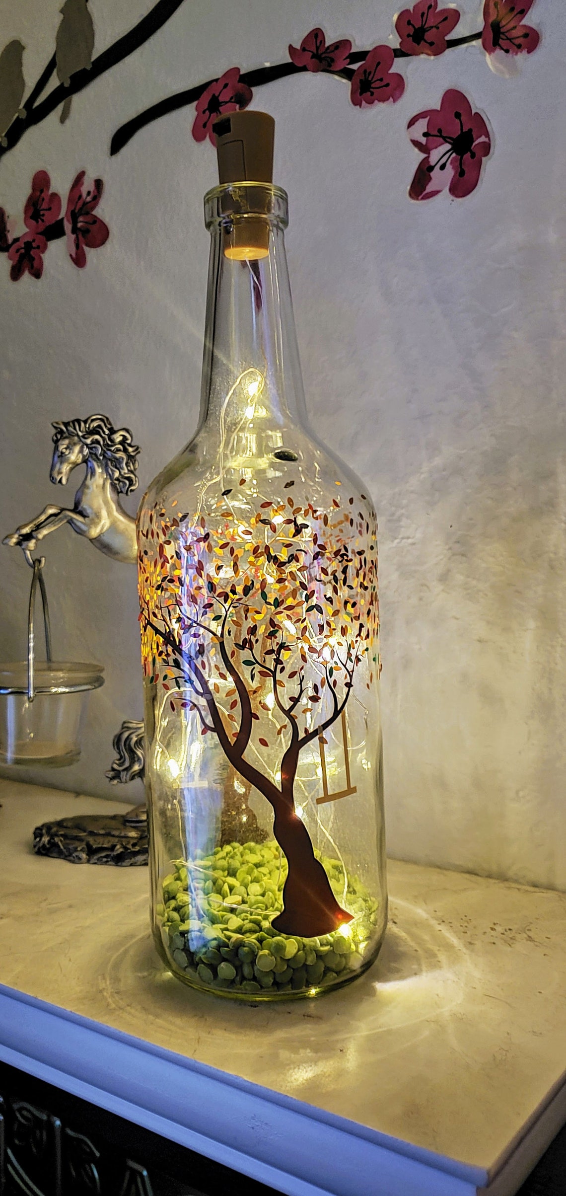 Falling Leaves From Tree With Swing LED Light Bottle - Etsy