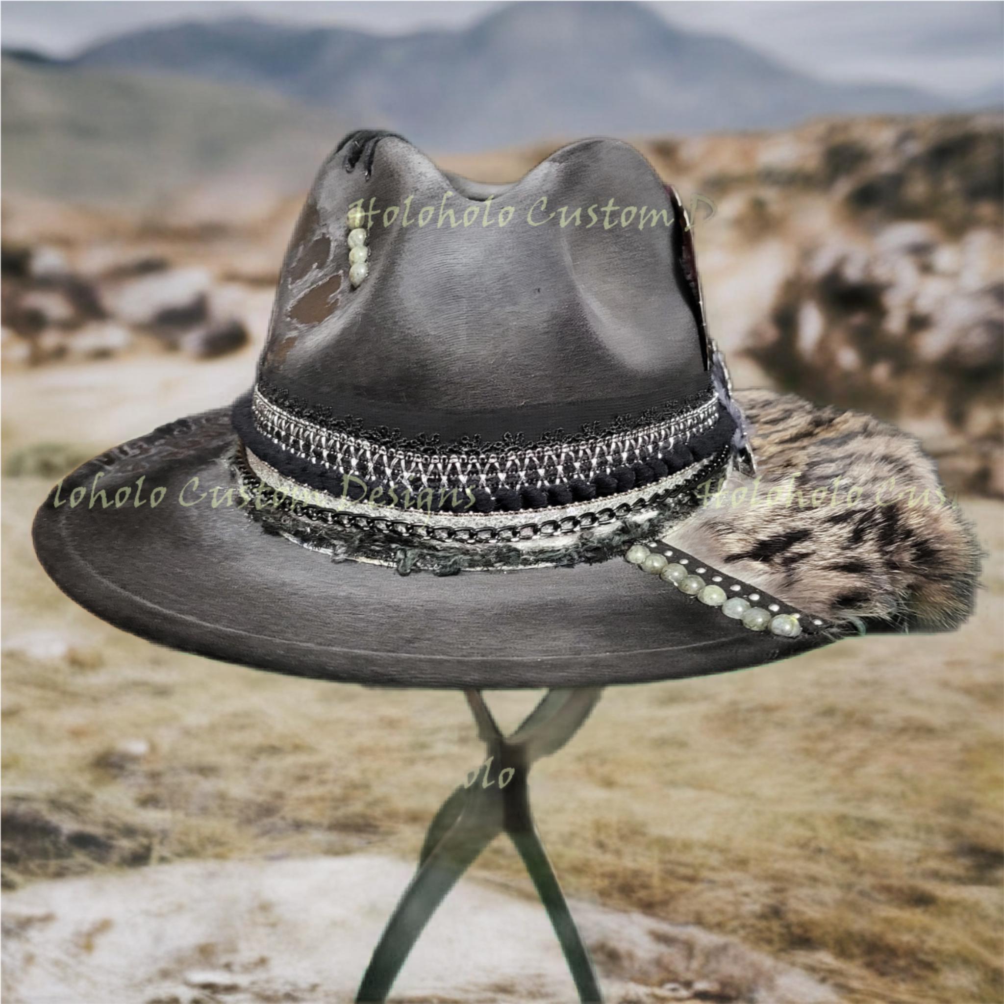 Black Ocelot Fedora Hat - Etsy