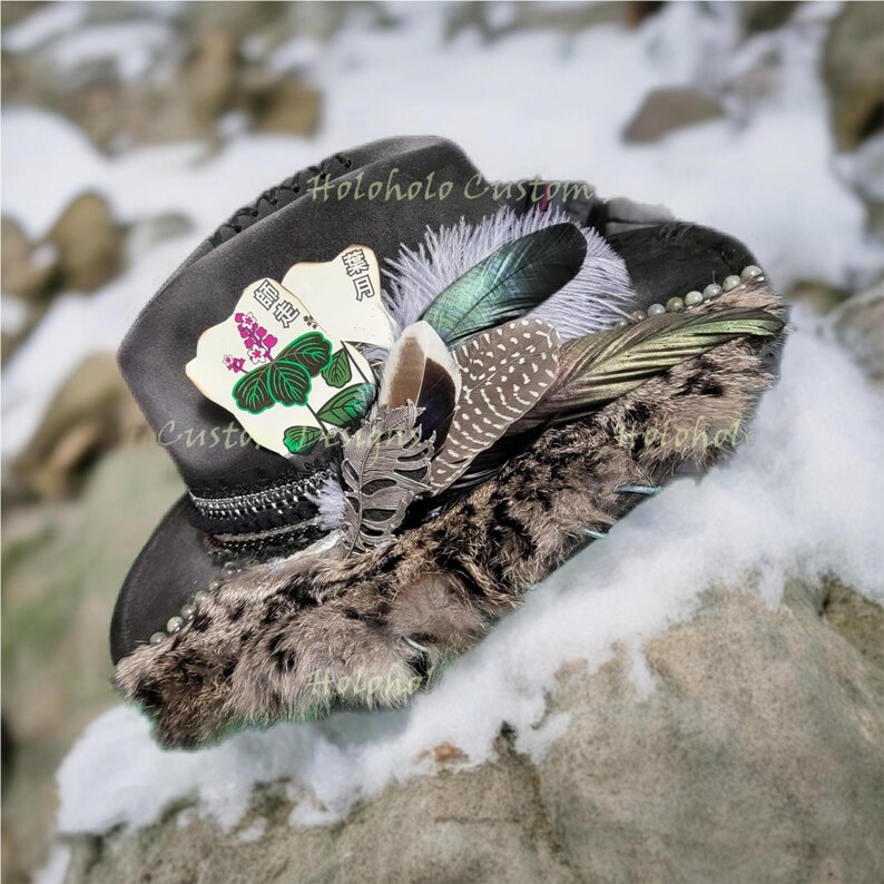 Black Ocelot Fedora Hat - Etsy