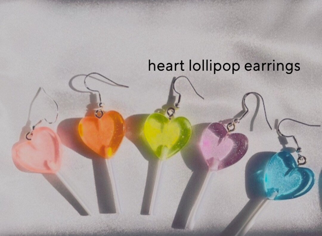 Heart Lollipop Earrings! Valentines Earrings! Heart Earrings! Lollipop ...