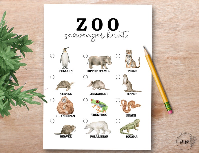Zoo Scavenger Hunt Outdoor Nature Scavenger Hunt Montessori | Etsy