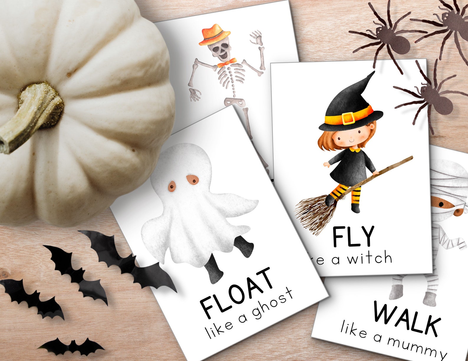 Halloween Movement Cards Halloween Flash Cards Calming - Etsy