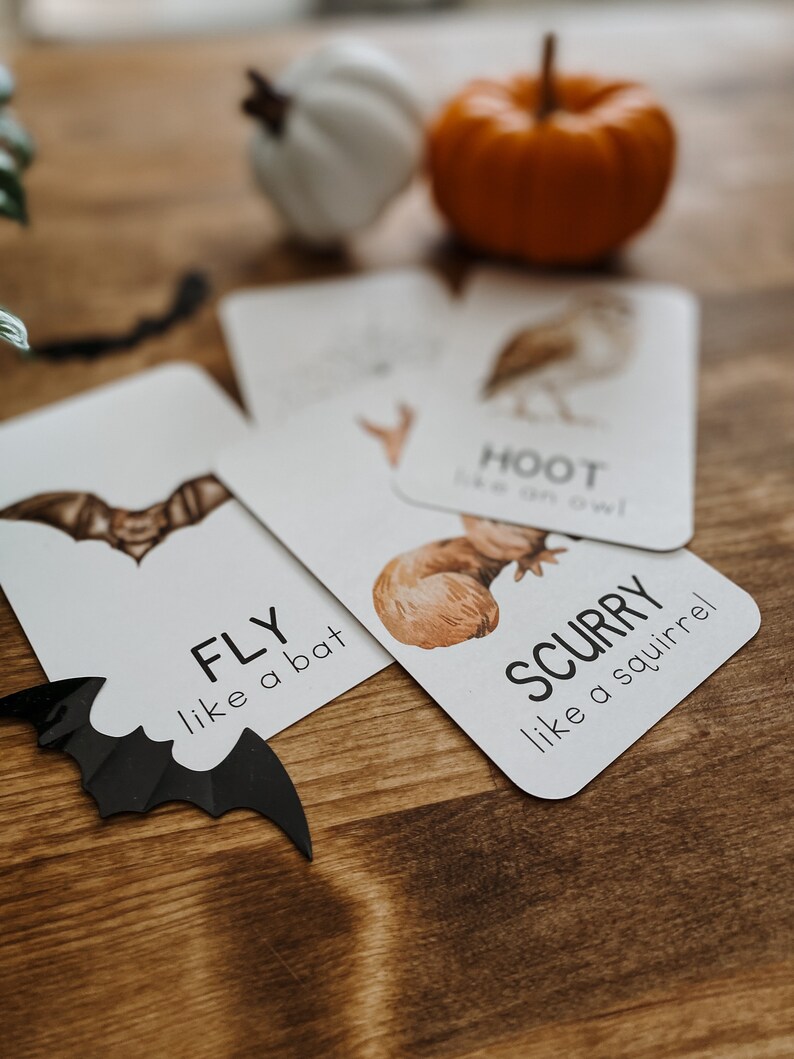 Fall Movement Cards Autumn Flash Cards Calming Corner - Etsy