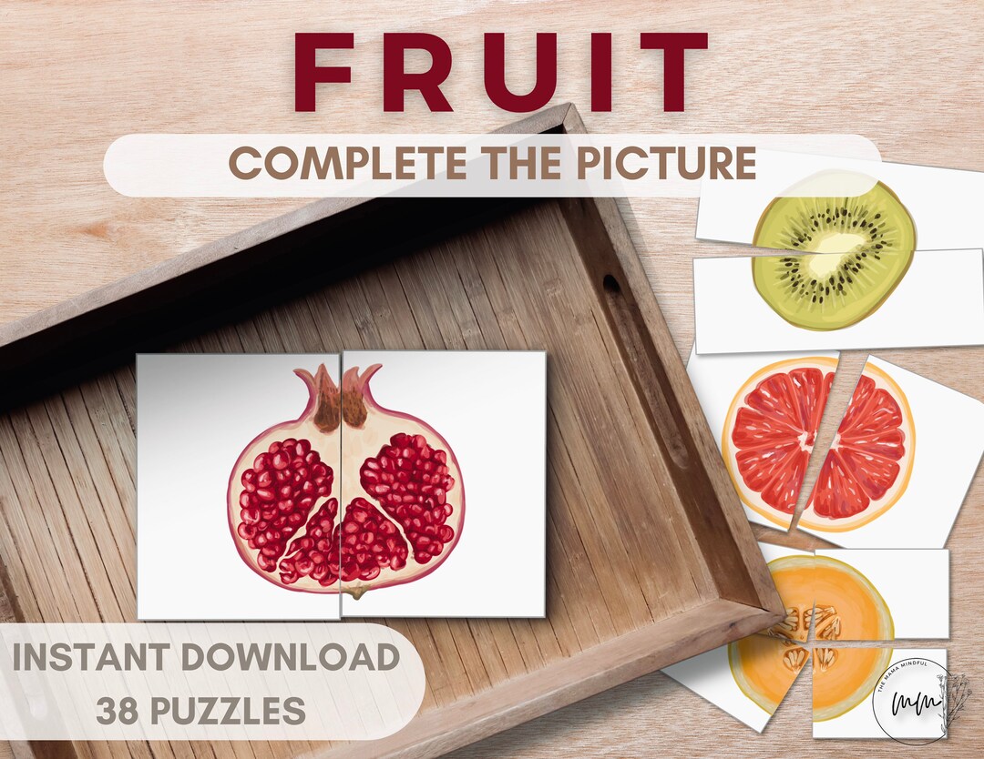 Fruit Slices Matching Puzzle Cards, Montessori Inspired Toddler ...